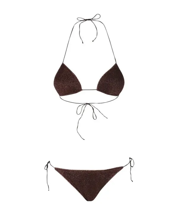 Oseree Two-piece Lace-up Bikini Set - Chocolate