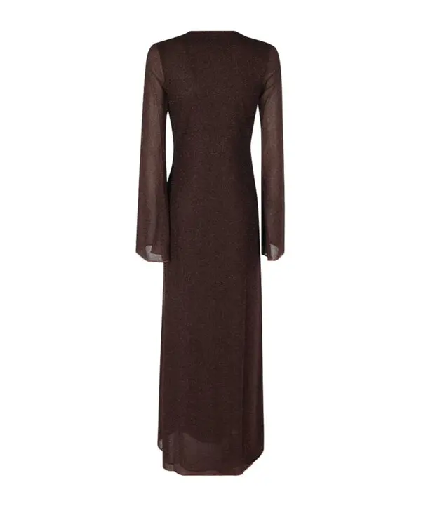 Oseree Long-sleeved V-neck Maxi Dress