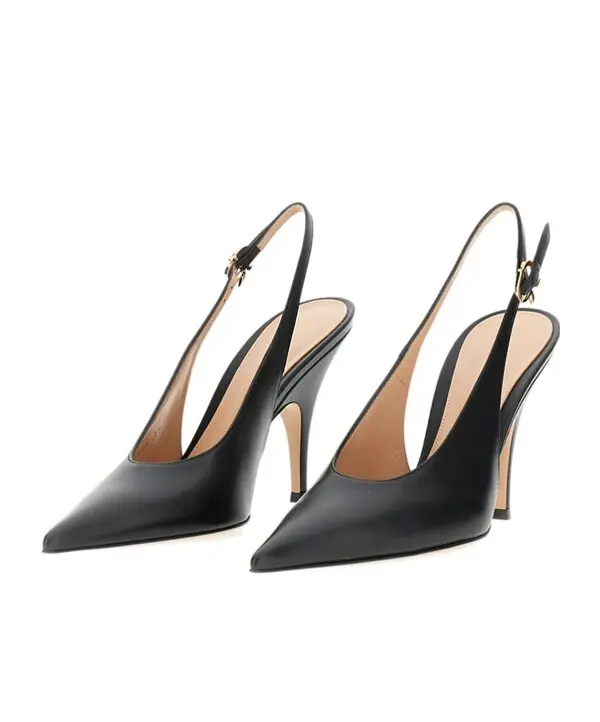 GIANVITO ROSSI Sofia Pointed-toe Slingback Pumps With Buckle Detail - Black