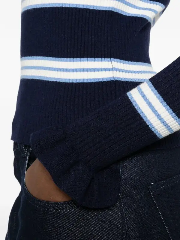 TWINSET Striped Knitted Sweater With Ruffled Cuffs