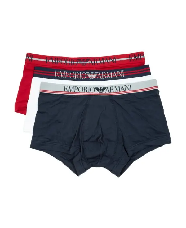 Emporio Armani Logo Boxer Underwear Three-pair - Blue