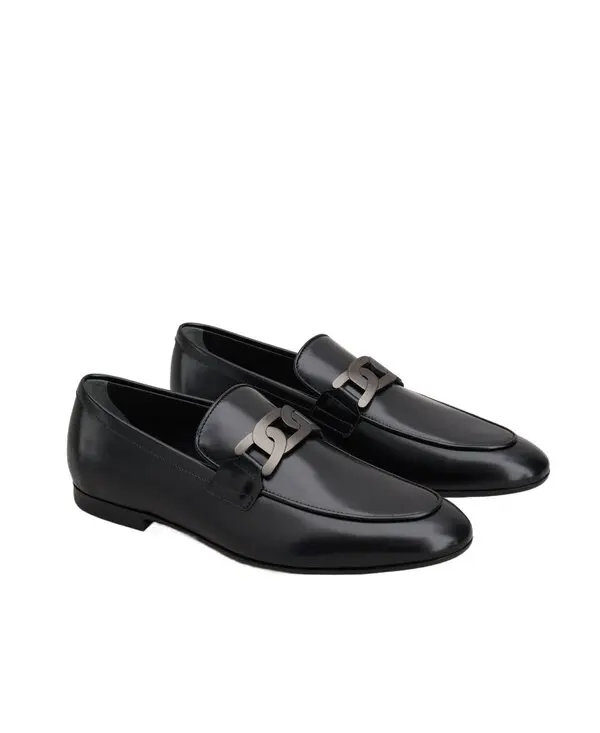 TOD'S Chain-embellished Leather Loafers