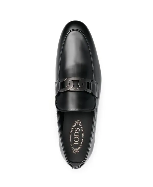 TOD'S Chain-embellished Leather Loafers