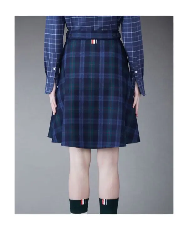 Thom Browne Plaid A-line Skirt