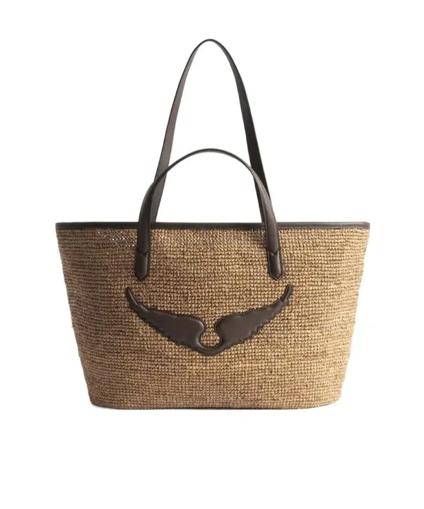 Zadig&Voltaire Wings Raffia Tote Bag - Brown