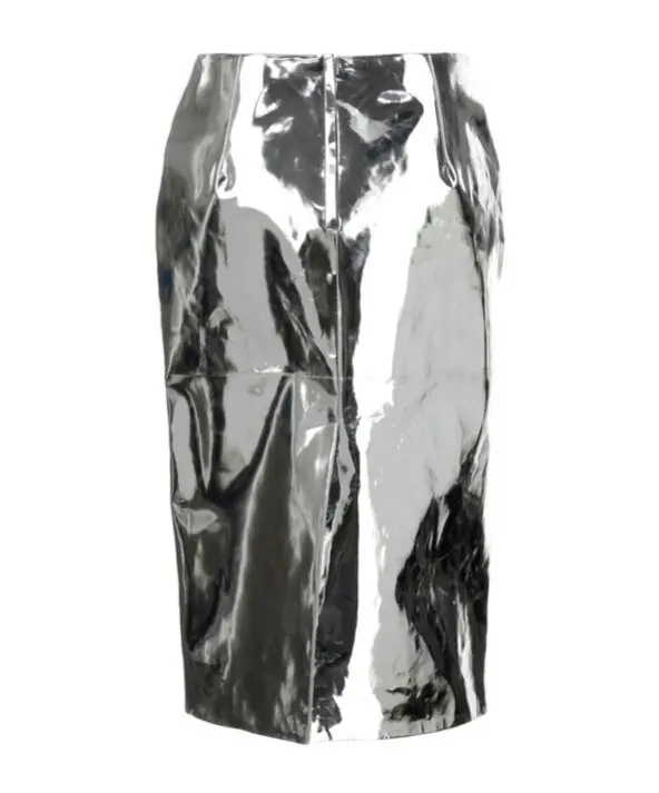 JIL SANDER Metallic Leather Midi Skirt