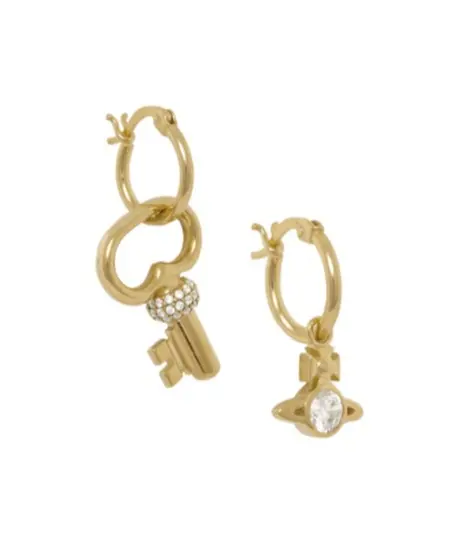 VIVIENNE WESTWOOD Baya Key Hoop Earrings With Crystal Embellishments - Gold/white Cubic Zirconia