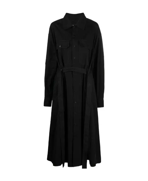 LEMAIRE Belted Long Sleeve Shirt Dress - Black