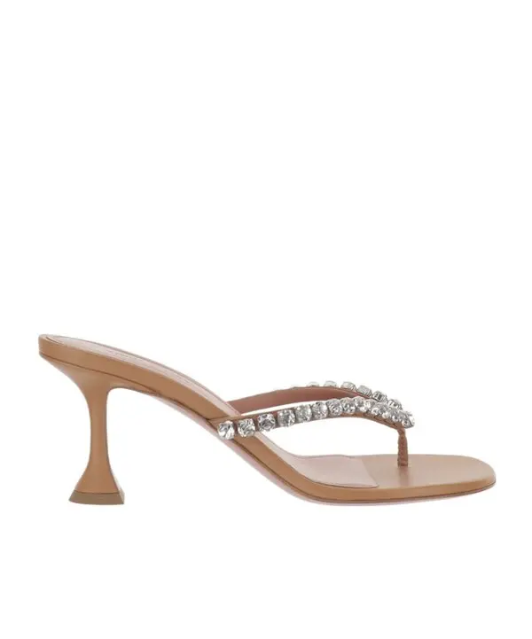 Amina Muaddi Split-toe Embellished Sandals - Brown