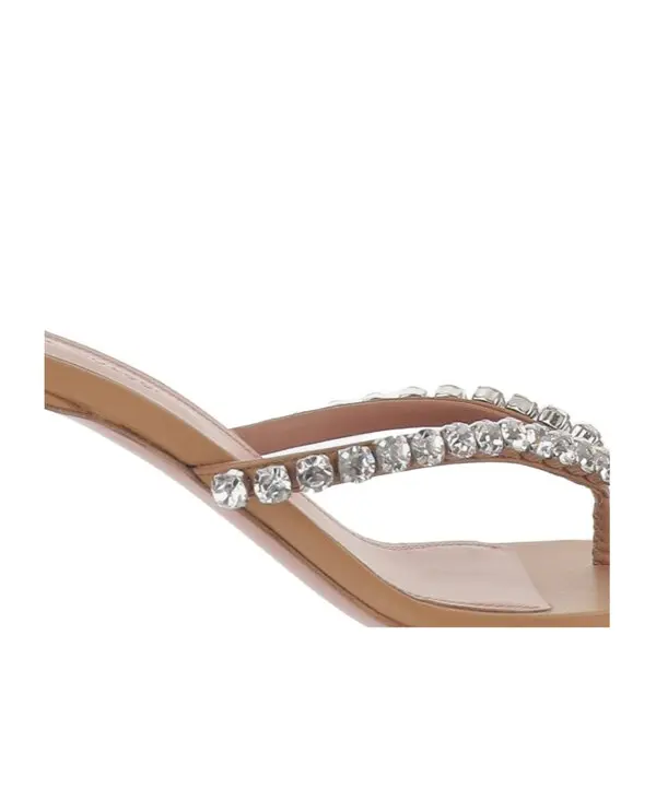 Amina Muaddi Split-toe Embellished Sandals - Brown