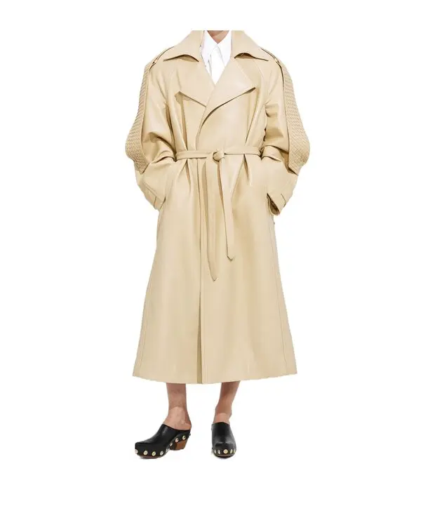 Bottega Veneta Semi Shiny Leather Trench Coat