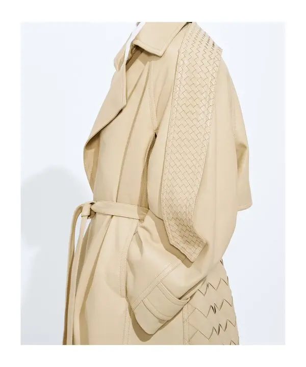 Bottega Veneta Semi Shiny Leather Trench Coat