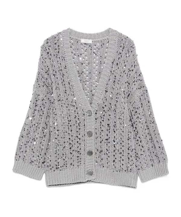 Peserico Sequin Button Cardigan - Gray