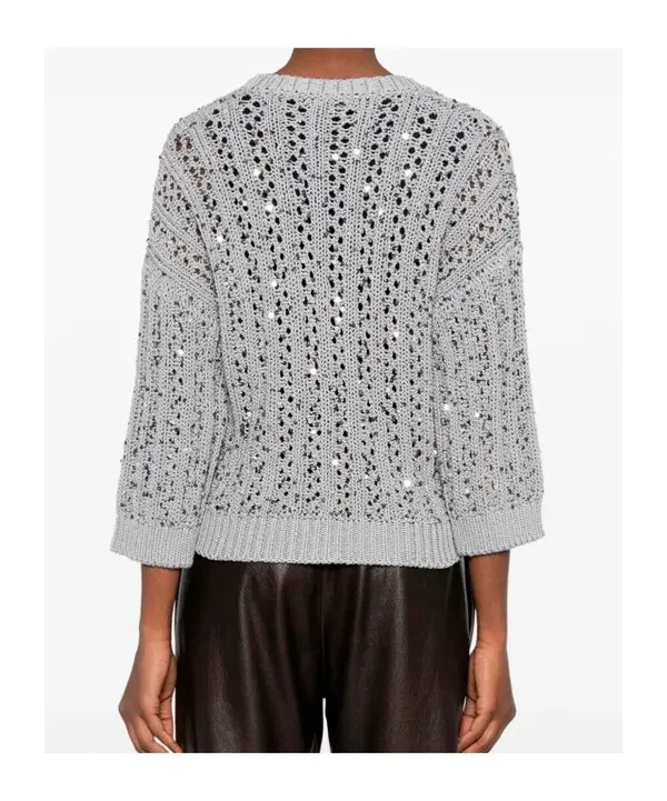Peserico Sequin Button Cardigan - Gray