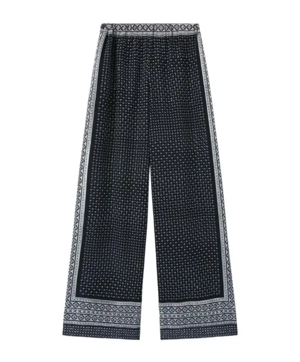 Ermanno Scervino Bandana Print Silk Palazzo Trousers - Black