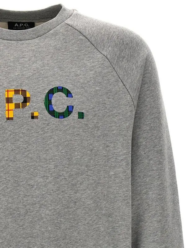 A.p.c. Logo Tartan Crewneck Sweatshirt