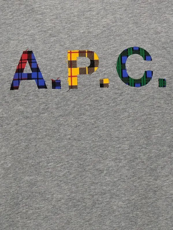 A.p.c. Logo Tartan Crewneck Sweatshirt