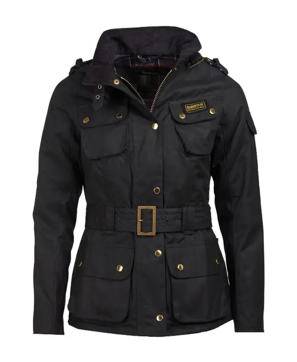 Barbour Logo Patch Belted Waxed Jacket