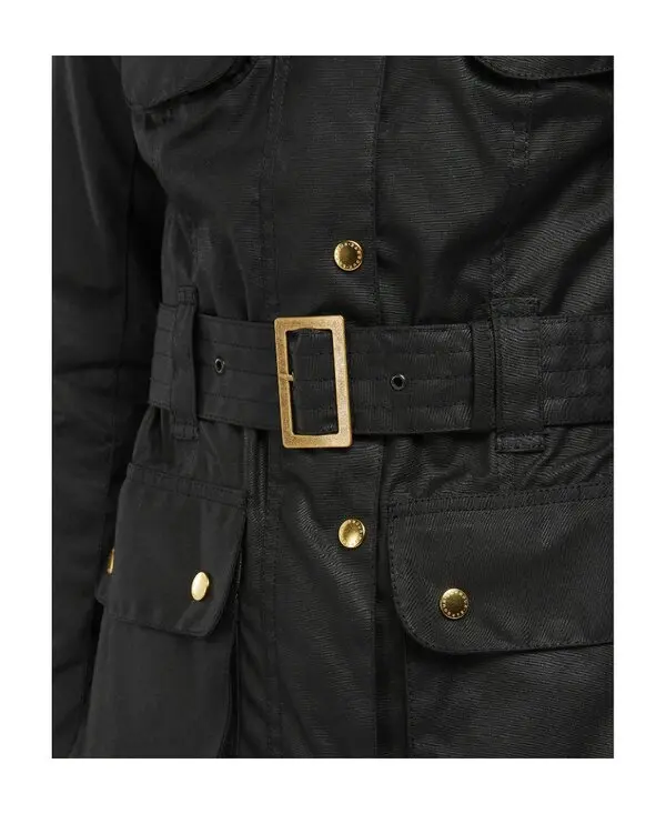 Barbour Logo Patch Belted Waxed Jacket