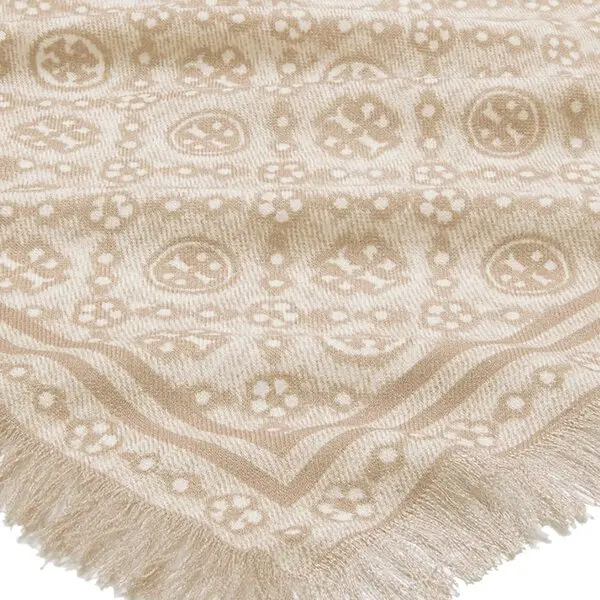 Tory Burch Monogram-print Frayed Scarf