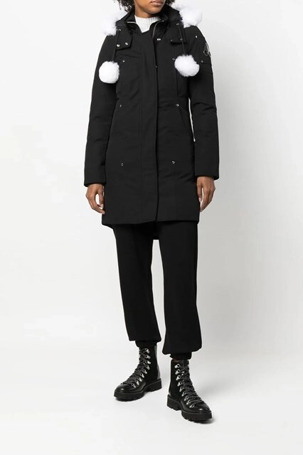 Moose Knuckles Front-zip Hooded Jacket With Fur Trim - Black