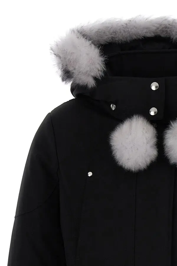Moose Knuckles Front-zip Hooded Jacket With Fur Trim - Black