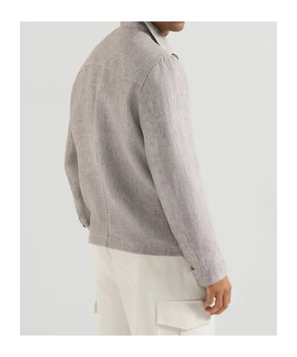 Brunello Cucinelli Linen And Hemp Diagonal Outerwear Jacket - Light Brown