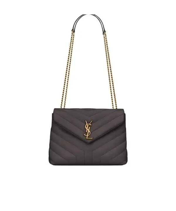 Saint Laurent Loulou Matelassé Small Shoulder Bag - Grey