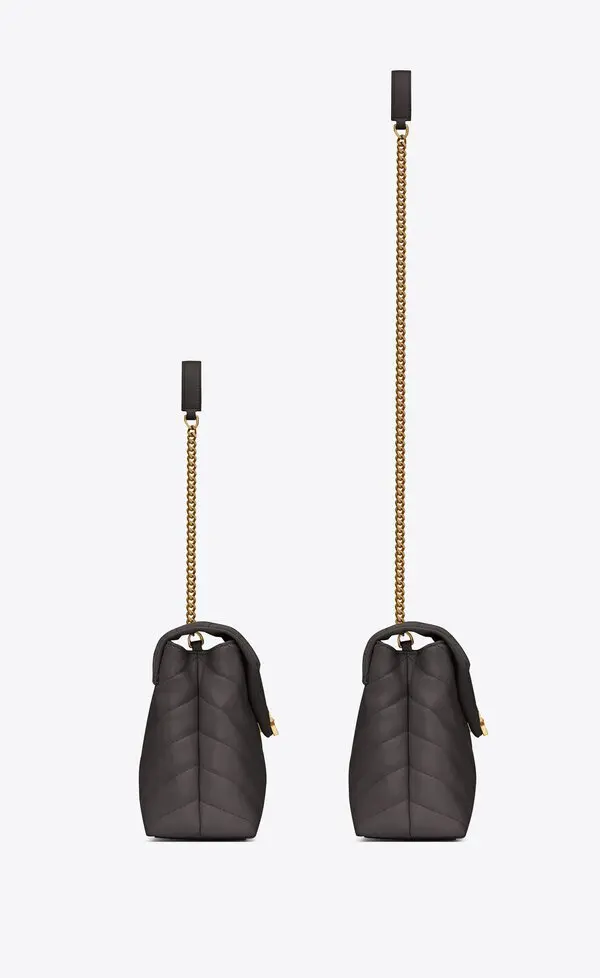Saint Laurent Loulou Matelassé Small Shoulder Bag - Grey