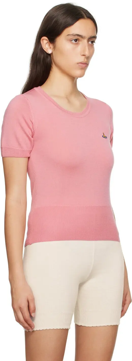 VIVIENNE WESTWOOD Orb-embroidered Knit T-shirt - Pink