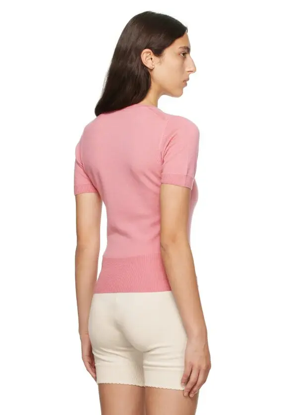 VIVIENNE WESTWOOD Orb-embroidered Knit T-shirt - Pink