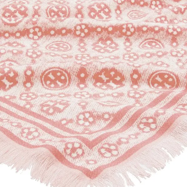 Tory Burch T Monogram Floral Oblong Scarf