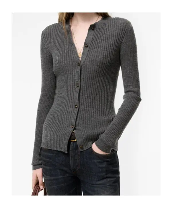 Burberry Ribbed Cashmere Cardigan With Knight Motif Buttons