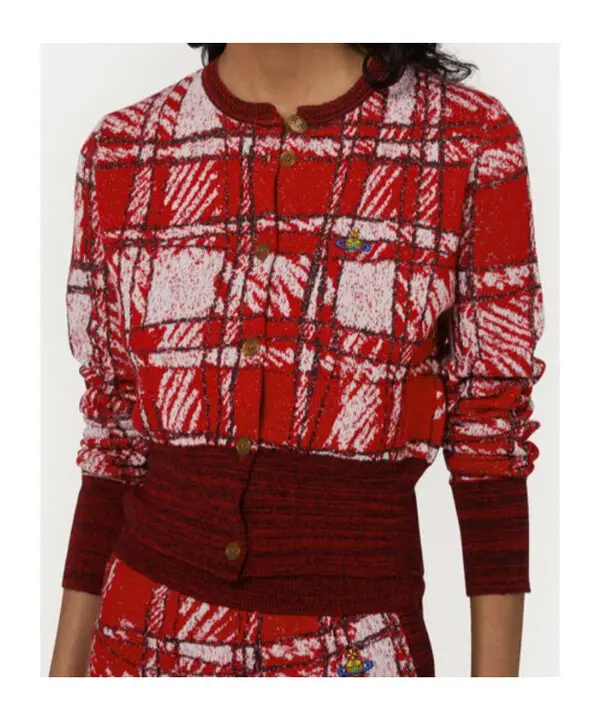 VIVIENNE WESTWOOD Scribble Check Cropped Cardigan