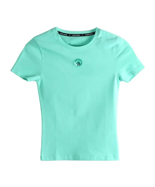 MARINE SERRE Short-sleeved T-shirt With Logo Badge