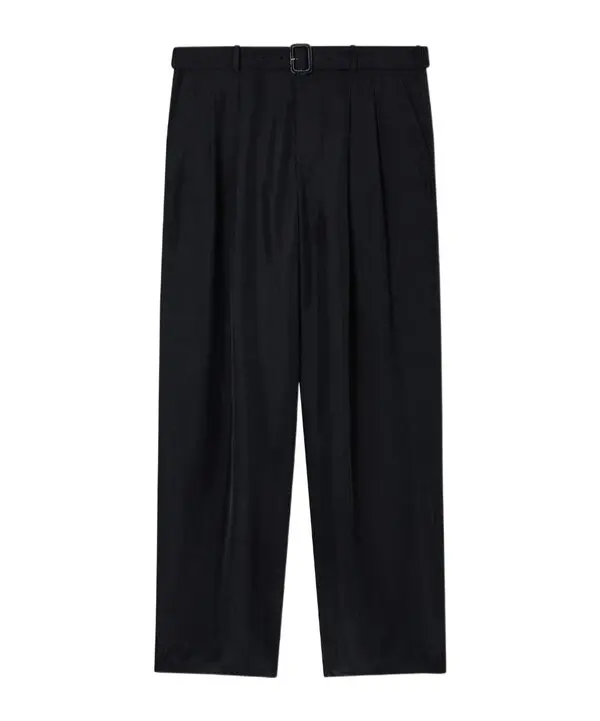 Emporio Armani Habutai Belted Pleated Trousers - Black