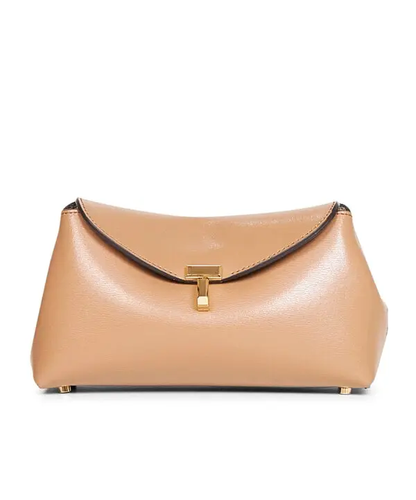 TOTEME T-lock Foldover Leather Clutch Bag - Nude