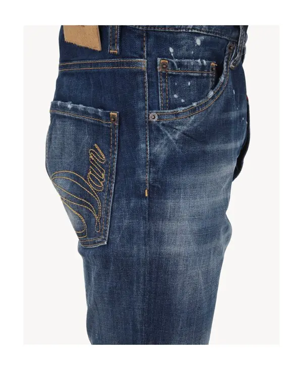 Dsquared2 Skater Distressed Mid Rise Jeans - Blue