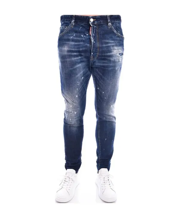 Dsquared2 Skater Distressed Mid Rise Jeans - Blue