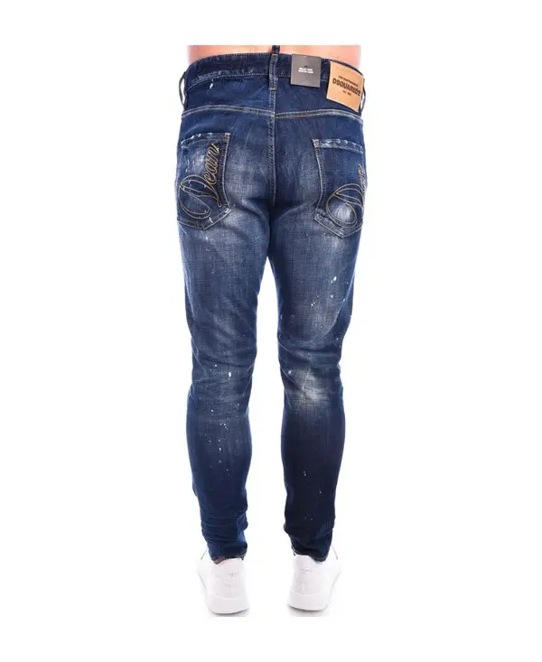 Dsquared2 Skater Distressed Mid Rise Jeans - Blue