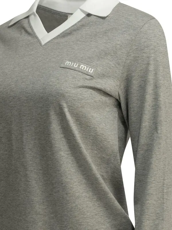 Miu Miu Contrast Collar Knitted Polo Top