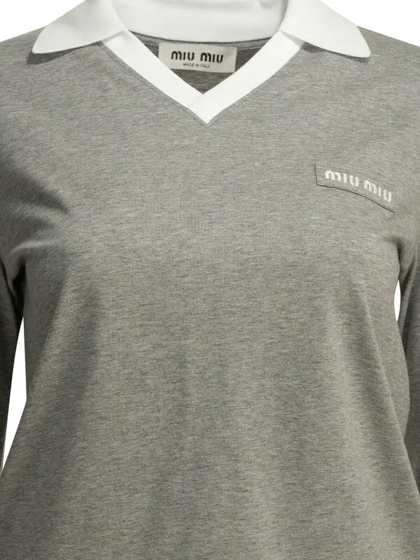 Miu Miu Contrast Collar Knitted Polo Top