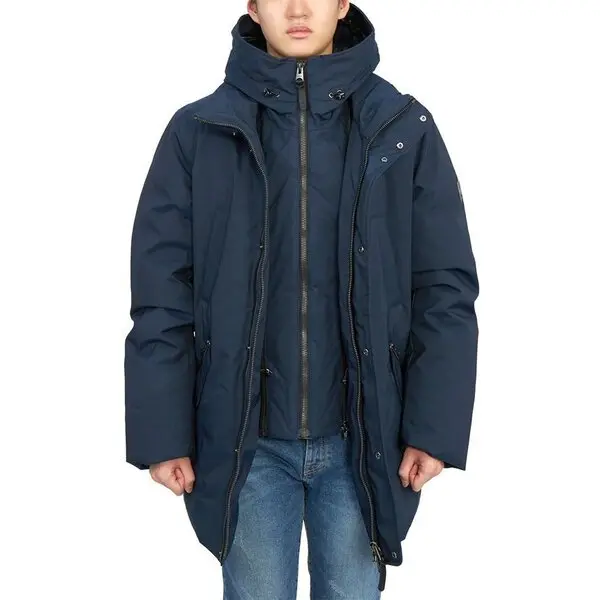 Mackage Dark Blue Hooded Down Jacket