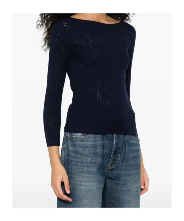TWINSET Ribbed Knit Long Sleeve Top