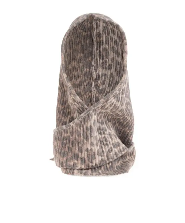 GANNI Printed Wool Knit Balaclava - Gray