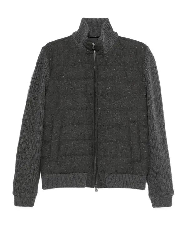 Herno Knitted & Quilted Bomber Jacket - Black