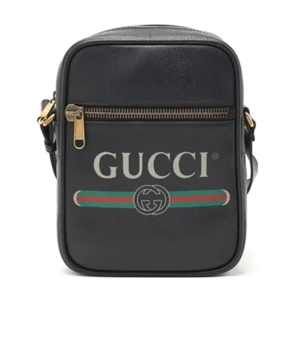 Gucci Logo Print Messenger Bag - Black