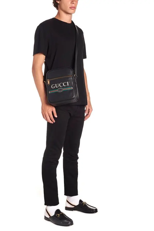 Gucci Logo Print Messenger Bag