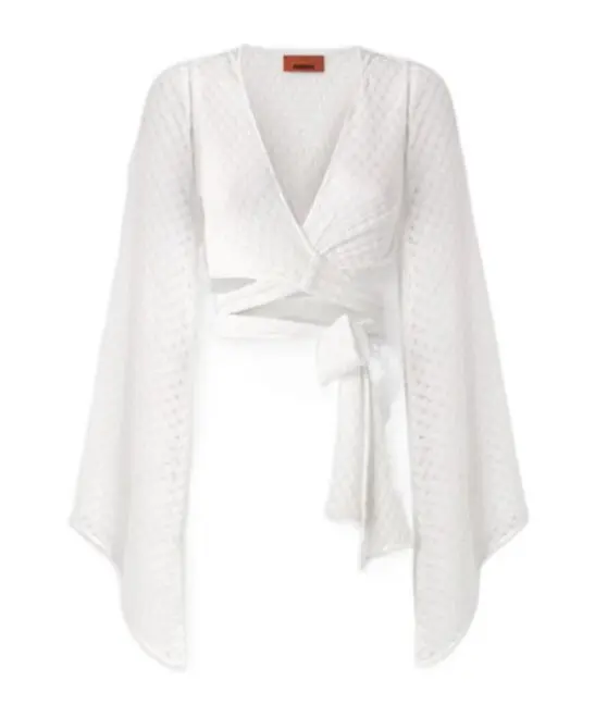 Missoni Tie-front Flared-sleeve Top - White