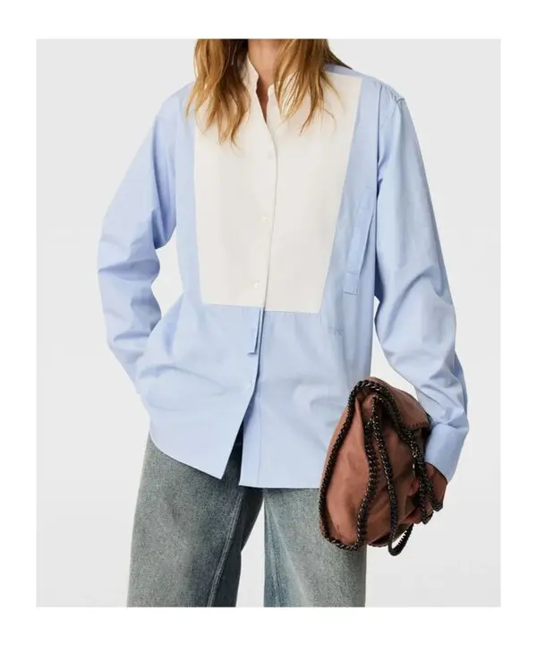 Stella McCartney Grandfather Collar Long Sleeve Buttoned Top